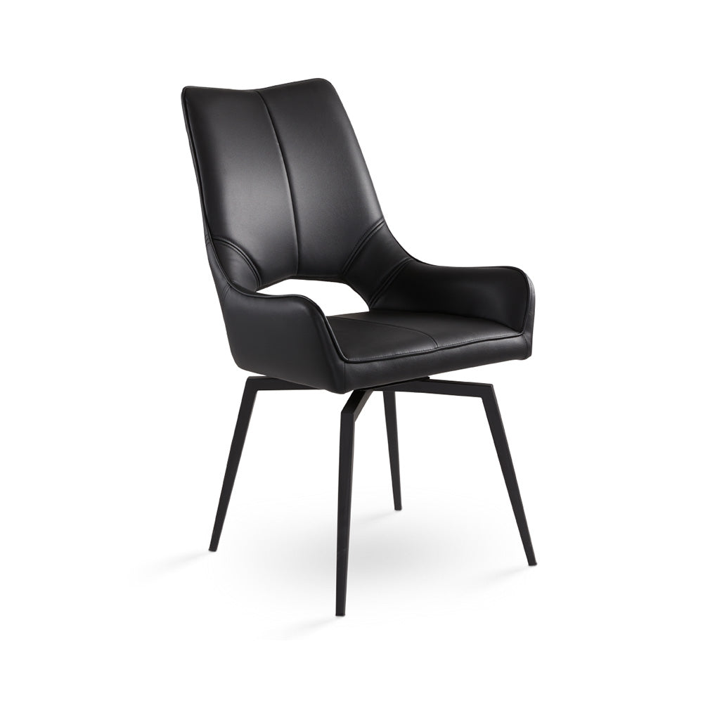 Bromley Swivel Dining Chair: Black Leatherette with Black legs – Casa Code